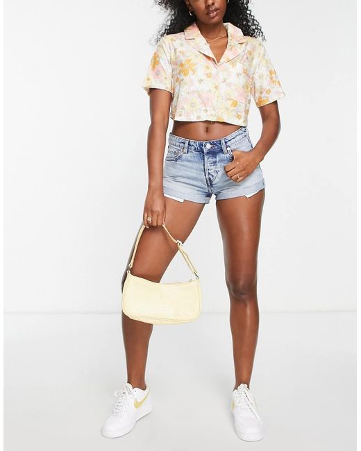 Weekday Fire Cotton Blend Low Rise Denim Shorts in Blue | Lyst UK
