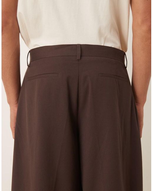 ASOS Barrel Leg Suit Pants in Brown for Men | Lyst UK