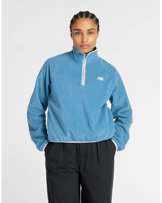 New Balance Sport Polar Fleece Half Zip in Blue | Lyst UK