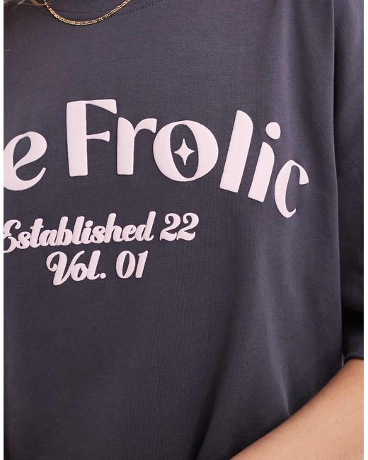 The Frolic X Bella Stovey Exclusive Oversized Logo T-shirt in Blue | Lyst