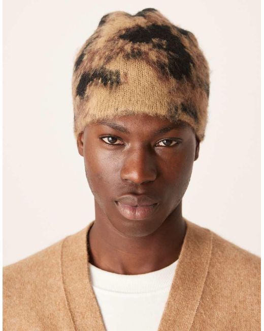 ASOS Knitted Leopard Graphic Skull Beanie in Brown for Men | Lyst UK