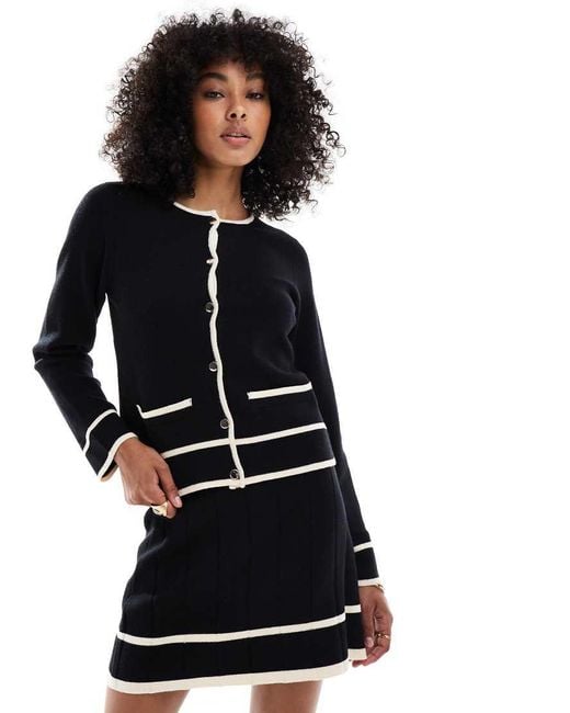 Object Knit Cardigan With Contrast Binding Details in Black | Lyst UK