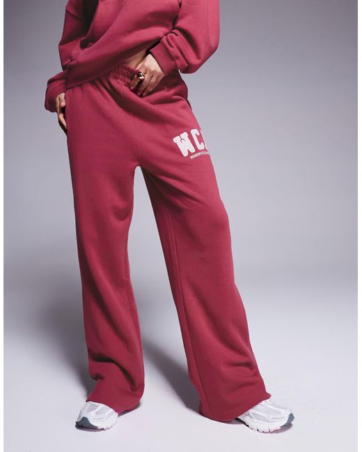 ASOS Weekend Collective Oversized Sweatpants With Varsity Logo in Red ...