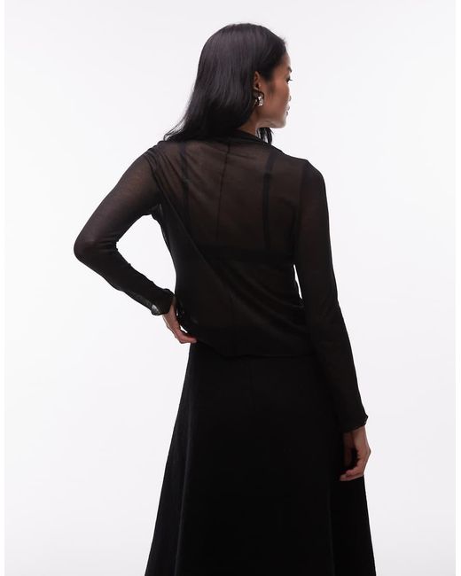 ASOS Knit-look Funnel Neck Second Skin Long Sleeve Top in Black | Lyst UK