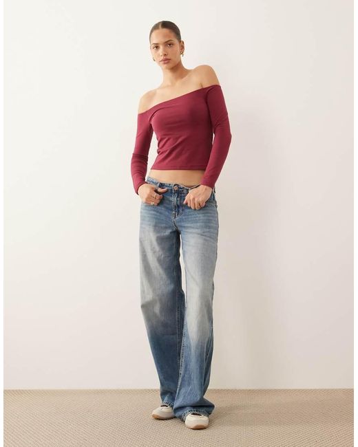 Abercrombie & Fitch Seamless Off The Shoulder Top With Built in Red ...