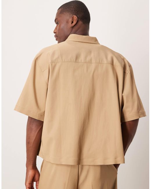ASOS Co-ord Oversized Boxy Crop Shirt in Natural for Men | Lyst