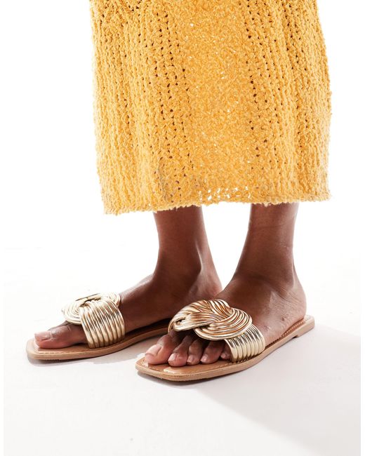 ASOS Fifi Woven Mule Flat Sandals in White | Lyst