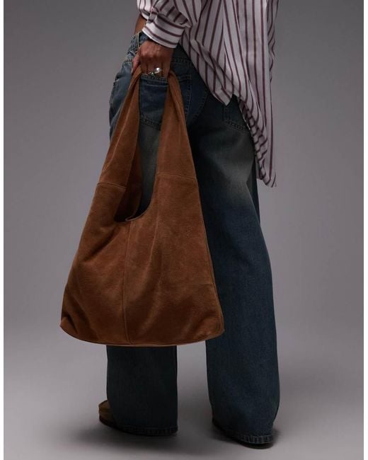 Urbancode Suede Shoulder Bag in Brown | Lyst UK