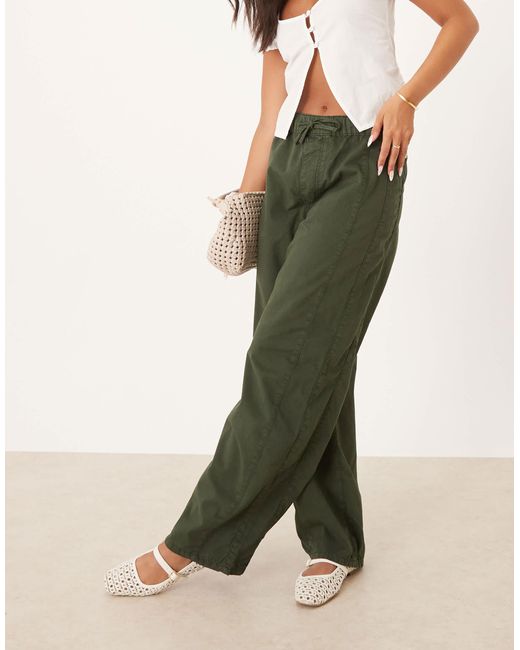 ASOS Barrel Leg Trouser With Boxer Fly in Green | Lyst