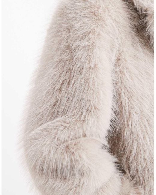 Object Premium Faux Fur Maxi Coat in Natural | Lyst UK