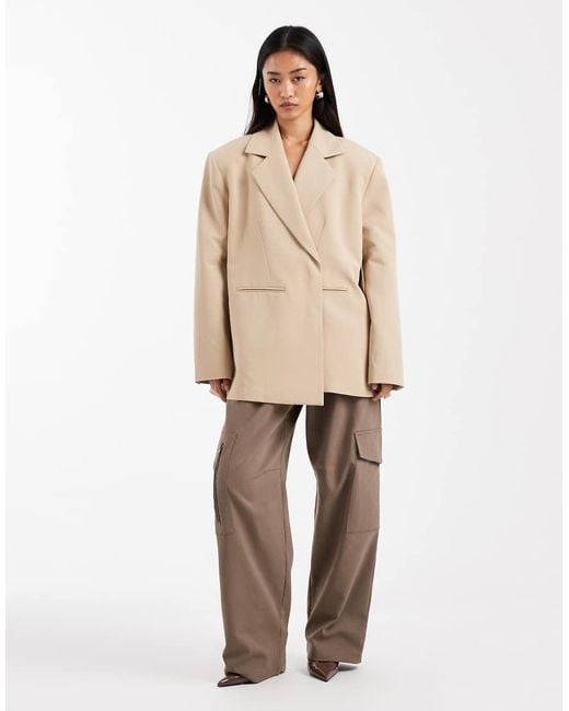 ASOS A Line Oversized Blazer in Natural | Lyst UK