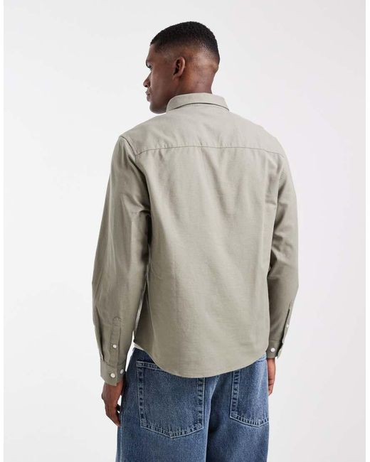 ASOS Oxford Regular Shirt in Grey for Men | Lyst UK