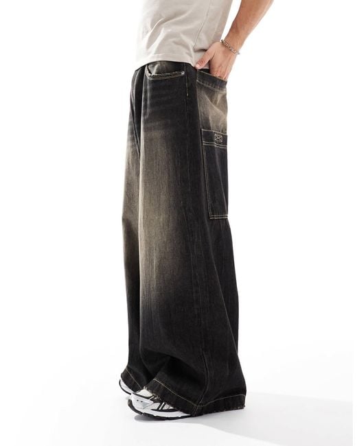 Bershka Mega Baggy Fit Jeans in Black for Men | Lyst