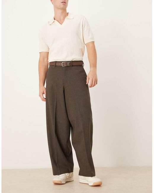 ASOS Smart Wool Mix Extreme Tapered Trousers in Brown for Men | Lyst UK