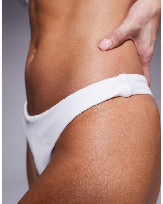 ASOS Maya Mix And Match High Leg Thong Bikini Bottom in White | Lyst