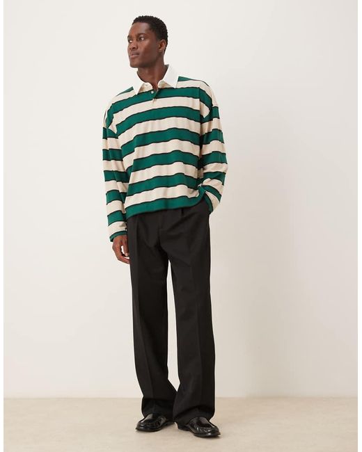 ASOS Boxy Oversized Long Sleeve Rugby Polo With Dropped Shoulder in ...