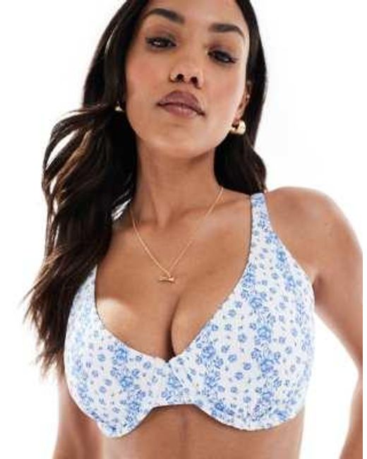 Hollister Curvy Underwire Bikini Top Co-ord in Blue | Lyst