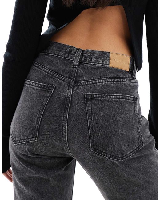 Pull&Bear Knee Rip Mom Jean in Black | Lyst