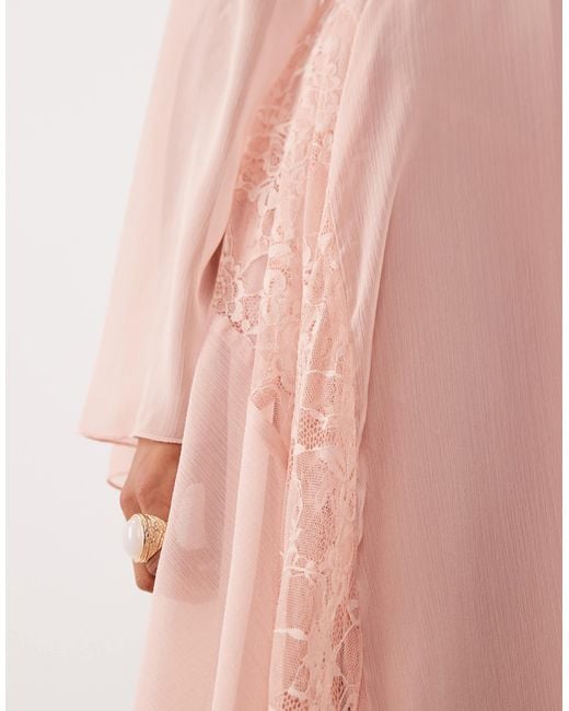 Miss Selfridge Chiffon Boho Maxi Dress in Pink | Lyst