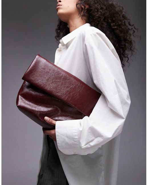 TOPSHOP Georgia Folded Clutch Grab Bag in Red | Lyst