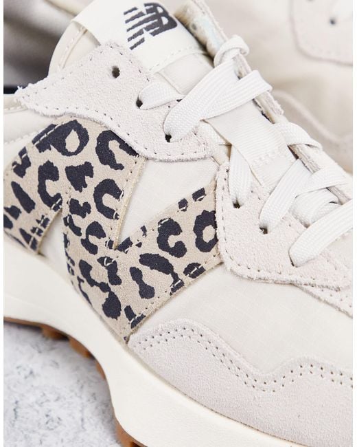 New Balance Balances 327 Animal Print Trainers in White | Lyst
