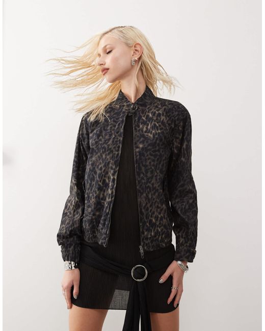 Reclaimed (vintage) Dark Leopard Print Jacket in Black | Lyst