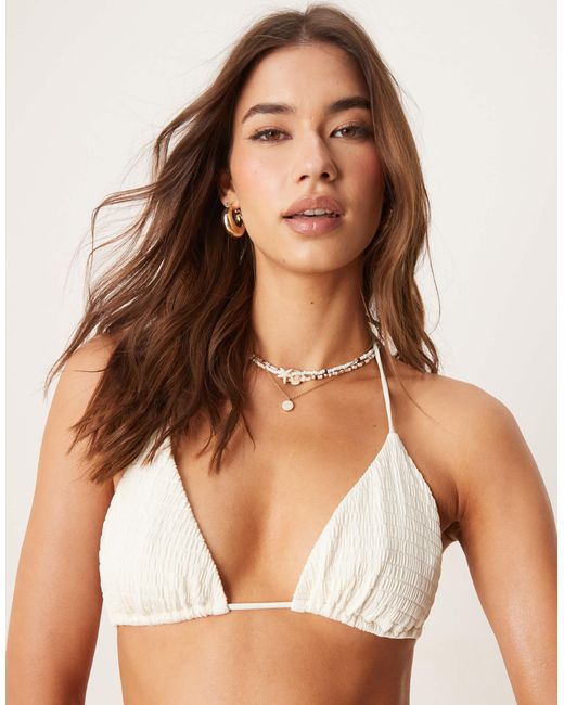 Free Society Textured Triangle Bikini Top in Brown | Lyst