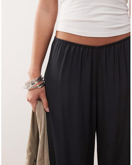 Weekday Wide Leg Satin Trousers in Black | Lyst