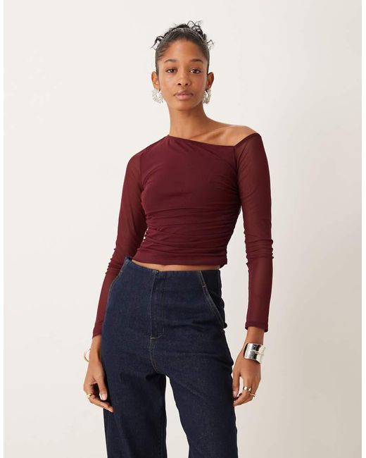 New Look Asymetric Shoulder Long Sleeve Top in Red | Lyst UK