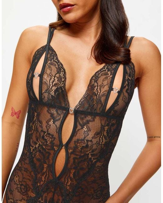 Ann Summers Valentines Diamond Heart Crotchless Body in Black | Lyst UK