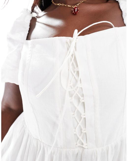 EVER NEW Curve Corset Bow Midaxi Dress in White | Lyst