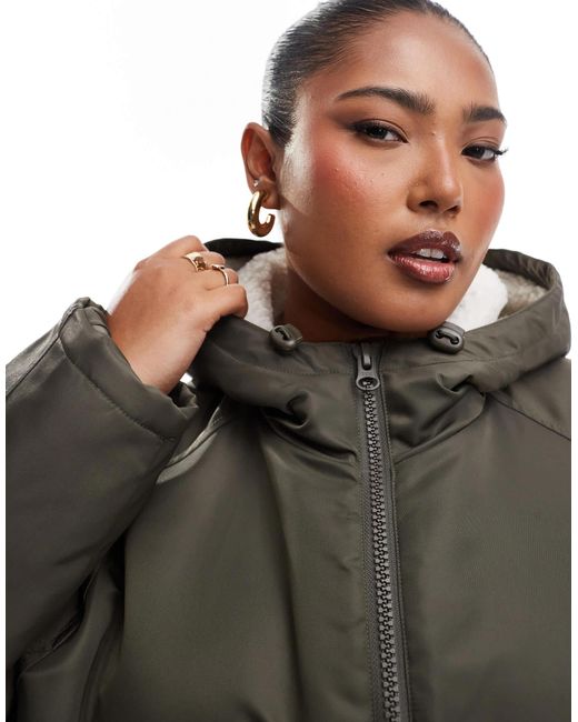 ASOS Asos Design Curve Borg Lined Longline Rain Coat in Black | Lyst