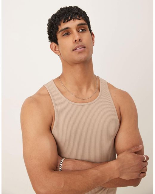 ASOS Heavyweight Muscle Rib High Neck Vest in Brown for Men | Lyst