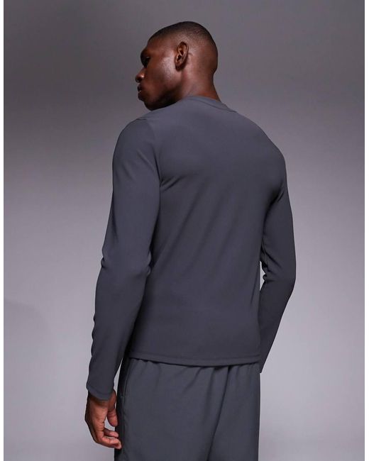 4505 Active Rib Slim Fit Long Sleeve Zip Up Running Top in Blue for Men ...