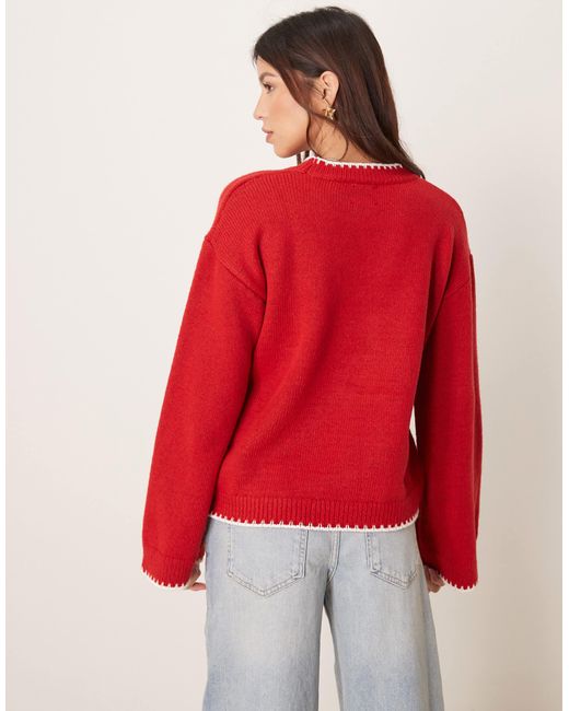 ASOS Knitted Lobster Jumper With Blanket Stitch in Red | Lyst