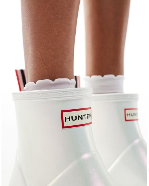 HUNTER Nebula Play Short Wellies in White | Lyst UK