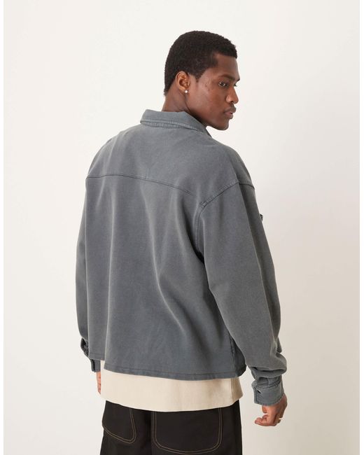 ASOS Oversized Shacket With Volume Sleeve in Gray for Men | Lyst