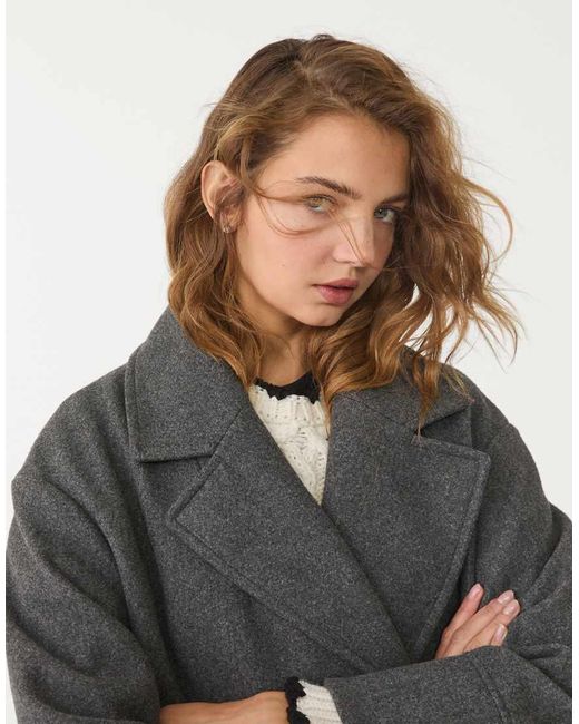 Stradivarius Oversized Soft Touch Coat in Grey | Lyst UK