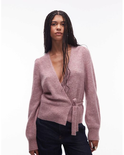 & Other Stories Mohair & Wool Blend Hairy Yarn Wrap Cardigan With Puff ...