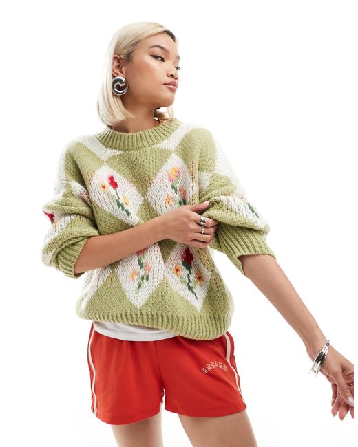 Bailey Rose Chunky Knit Jumper in Red | Lyst UK