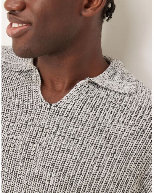 ASOS Knitted Oversized Boxy Polo Jumper in Gray for Men | Lyst