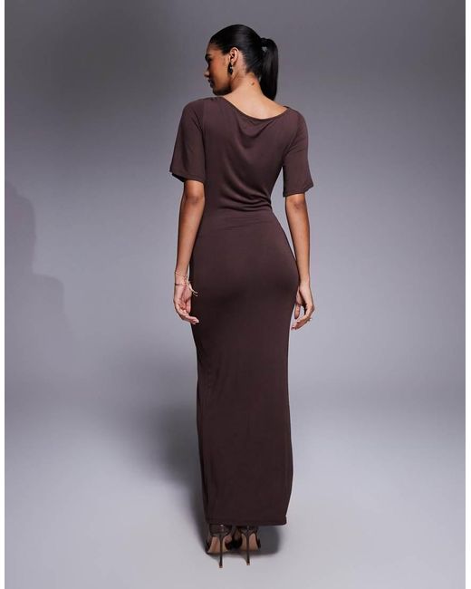 ASOS Fluted Short Sleeve Midi Dress in Purple | Lyst UK