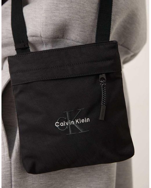 Calvin Klein Logo Cross Body Bag in Grey for Men | Lyst UK