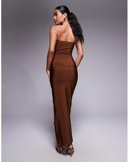 ASOS Bandage Bandeau Midi Dress With Cut Outs in Brown | Lyst UK
