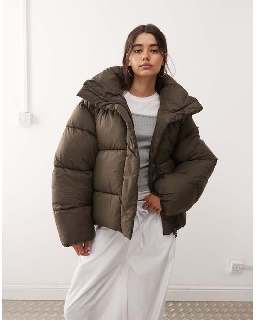 Weekday Oversized Puffer Coat in Natural | Lyst UK