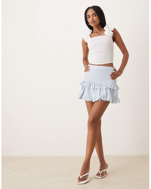 Glamorous Mini Vintage Rose Ruffle Mini Skirt in Natural | Lyst UK