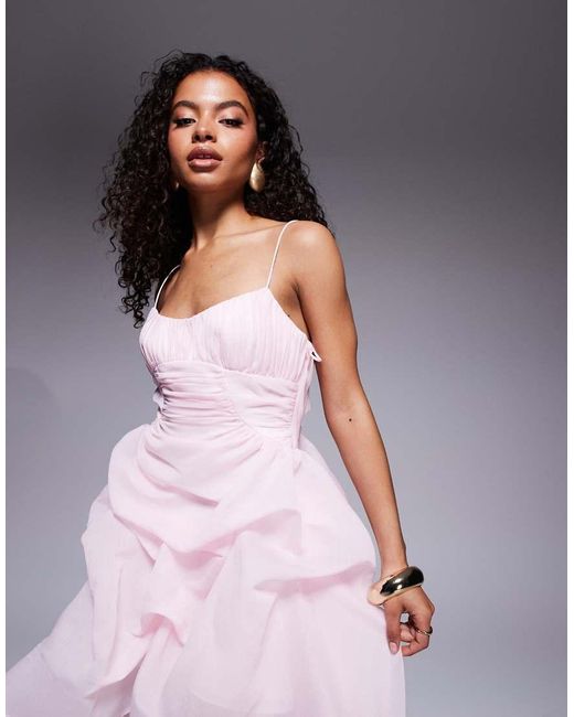 ASOS Asos Design Petite Organdie Maxi Dress With Manipulated Skirt And ...