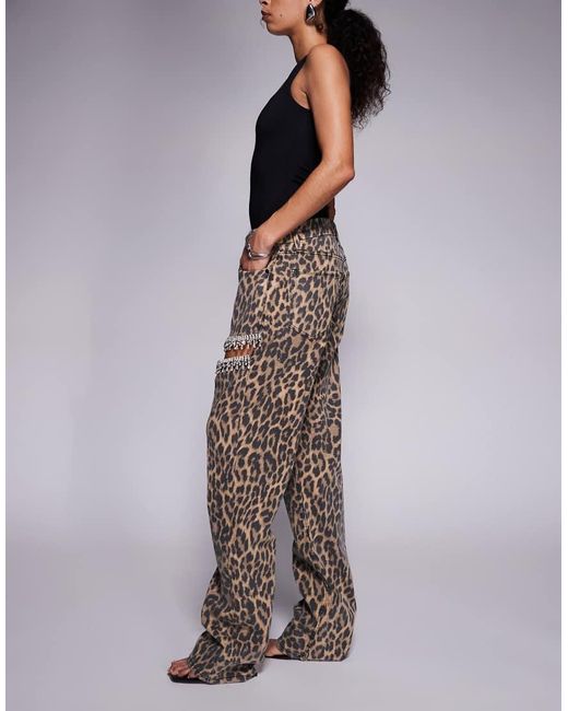 GOOD AMERICAN Embellished Drop Crystal Trim Cut Out Straight Leg Jeans ...