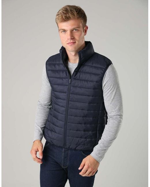 French Connection Superlight Funnel Neck Puffer Gilet in Blue for Men ...