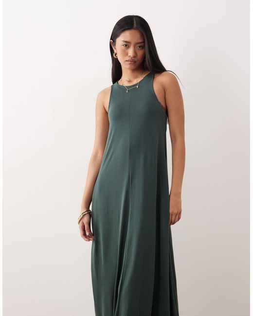 ASOS Modal Mix Trapeze Maxi Dress in Green | Lyst